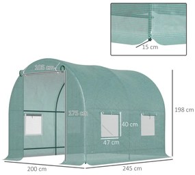 PEPU Skleník fóliovník s obloukovou střechou pro pěstování rostlin  245 x 200 x 198 cm