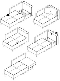 Rozkládací pohovka Rex, šedo-béžová strukturovaná látka