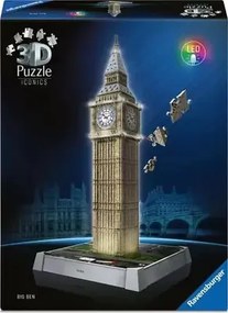 Ravensburger 3D Puzzle Iconics: Big Ben (Noční edice) / 216 dílků / od
