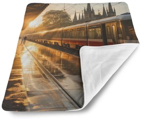 Sablio Deka pro miminko Vlak na nádraží při východu slunce - 80x100 cm