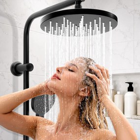 Erga Dubaj, sprchový set s baterií a hlavovou sprchou 23 cm, černá matná, ERG-YKA-BP.DUBAJ23-BLK