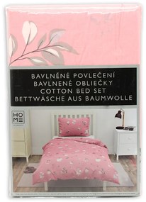 HOME ELEMENTS Bavlněné  povlečení na jednolůžko,  růžové, kytička