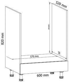 ASPEN gr | dolní skříňka D60ZK pro vestavnou troubu | šedá lesk