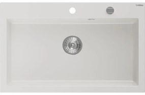 Mexen Elix granitový dřez 1-komorový 800 x 500 mm, bílý, sifon chrom - 6527801005-20