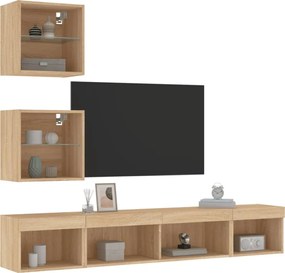 vidaXL 5dílná obývací stěna s LED kompozitní dřevo [3216700] Barva: dub sonoma