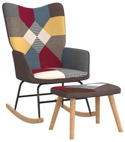 Houpací křeslo se stoličkou patchwork textil,  328192