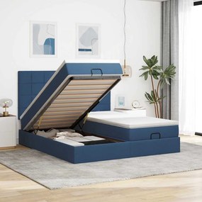 Osmanský rám postele s matracíes modrá 180x200cm textil 3313698