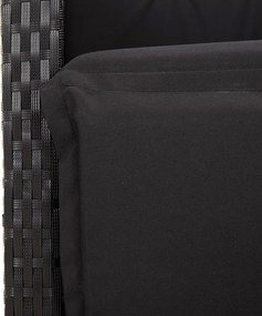 3dílný bistro set s poduškami černý polyratan 3212528