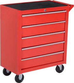 DURHAND Skříňka na kolečkách, skříňka na nářadí do garáže, kůlny, ocel, 69L x 33W x 75H cm, červená
