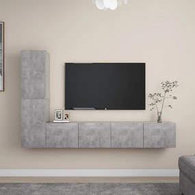 4dílný set TV skříněk betonově šedý dřevotříska 3079094