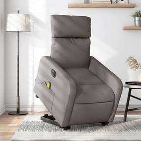Elektrické zvedací masážní polohovací křeslo taupe textil 3206733