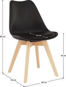 Jídelní židle SKANDI - dřevo, plast, ekokůže, buk / tmavě hnědá