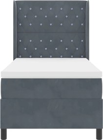 Postel s boxspringem s matrací Tmavě šedá 90 x 190 cm samet 3341931