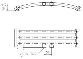 Mereo otopný žebřík oblý 450x1690 mm středové připojení bílý MT33S