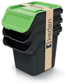 Sada 3 odpadkových košů KADDI s filtrem 3 x 20 L černá