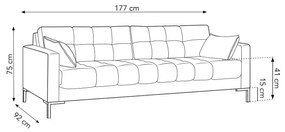 Třímístná pohovka mamaia 177 cm samet šedá MUZZA