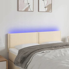 Čelo Postele S Led Krémové Textil Krémová 144 x 5 x 78/88 cm
