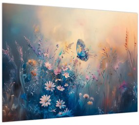 Obraz - Louka s motýlem (70x50 cm)
