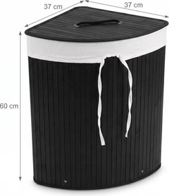 Bambusový koš na prádlo, 60 L, černý