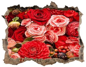 Wallmuralia Samolepící díra na stěnu Červené květiny 95x64 cm