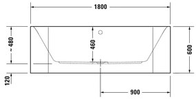 Duravit Happy D.2 Plus - Vana před zeď, 180x80 cm, supermatný grafit 700451800000000