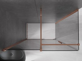 Mexen Velar, sprchový kout s posuvnými dveřmi 150 x 85 cm, 8mm šedé sklo, růžové zlato, 871-150-085-41-60