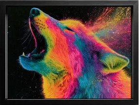Vlčí síla barev - obraz - Neonový vlk v záři barev 82 - 70 x 100 cm - 1 149 Kč