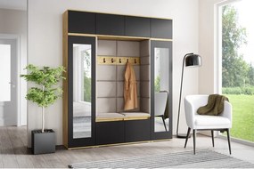 Eka Předsíňová stěna s čalouněnými panely Trinity 32 - Dub Artisan s černou / Světlá béžová 2303