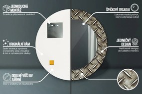 Kulaté zrcadlo s dekorem Textura oceli fi 50 cm