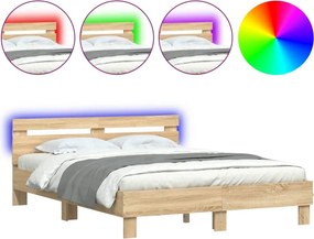 Rám postele s čelem a LED osvětlením dub sonoma 150 x 200 cm 3207541