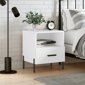 Noční stolek bílý vysoký lesk 40x35x47,5 cm kompozitní dřevo - Default Title
