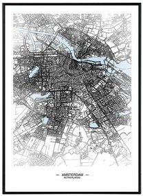 Amsterdam map - 50x70 cm Obraz
