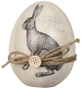Dekorační vajíčko s motivem zajíce a mašličkou - Ø 12*14 cm
