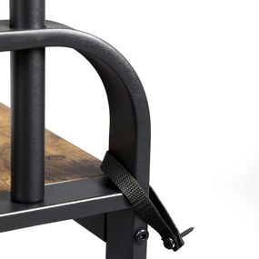 Věšák na chodbu s lavičkou v industriálním stylu, 72 x 33,7 x 183cm, design 4 v 1, hnědá, černá