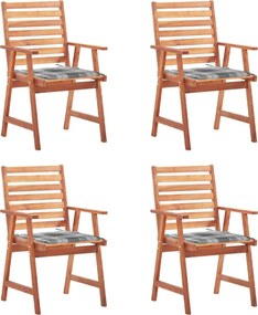 vidaXL Zahradní jídelní židle s poduškami 4 ks masivní akáciové dřevo [3078331] Barva: Vzor šedá kostka