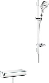 Hansgrohe Raindance Select E, sprchová souprava 120 3jet na zeď s termostatem Ecostat Select a sprchovou tyčí 65 cm, chromová, HAN-27038000