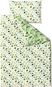Sada krepového povlečení GREEN TREES POLY zelené + prostěradlo Jersey 180 x 200 cm bílé, dvoulůžko