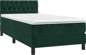 Box spring postel s matrací a LED tmavě zelená 90x190 cm samet 3134558
