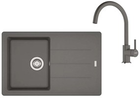Franke - Kuchyňský set G279ŠK, fragranitový dřez BFG 611-78 a baterie FC 6018.084, šedý kámen 114.0700.809