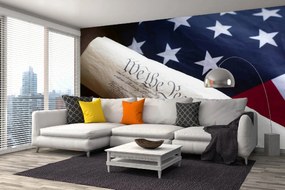 DIMEX | Samolepicí vliesová fototapeta na zeď Ústava USA s vlajkou MA-5-2929 | 375 x 250 cm | modrá, červená, bílá