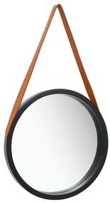 Nástěnné zrcadlo s popruhem 40 cm černé 320363