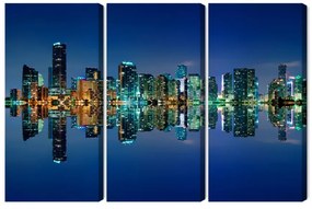 Vícedílný obraz Panorama Miami V Noci Nedostatek Nedostatek Přírodní plátno 180x120