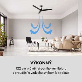 Klarstein Spin Doctor, černý, 55 W, stropní ventilátor, 122 cm, 3 ramena, nerezavějící ocel