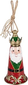 Kouzelný červený kovový vánoční zvonek Santa v podobě krále - Ø 13*26 cm