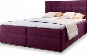 Čalouněná postel boxspring GLORIEN 180x200 cm purpurová Matrace: Matrace Bonell pružinová
