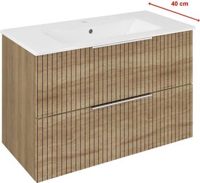 Sapho Cirasa - Umyvadlová skříňka Strip 78x54x39 cm, 2x zásuvka, dub alabama CR792-2322
