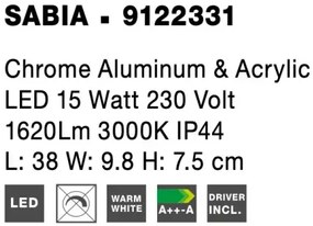Moderní nástěnné svítidlo Sabia 38 Chrome