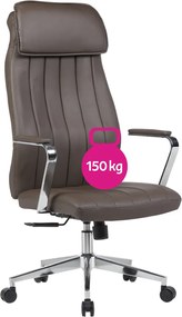 Kancelářské křeslo, šedohnědá ekokůže/chrom, nosnost 150 kg, ELADIO