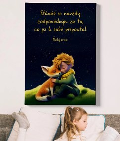 Obraz na plátně - Malý princ, vesmírné souznění, Stáváš se navždy zodpovědným FeelHappy.cz Velikost obrazu: 140 x 210 cm