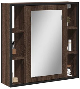Koupelnová skříňka se zrcadlem hnědý dub 60x16x60 cm kompozit - Default Title